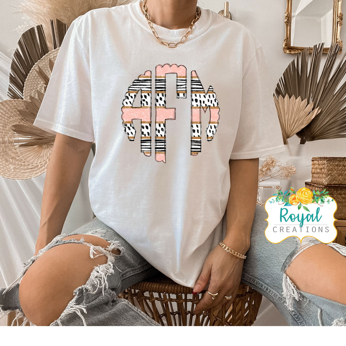 Boho Monogram T-Shirt – Royal Creations